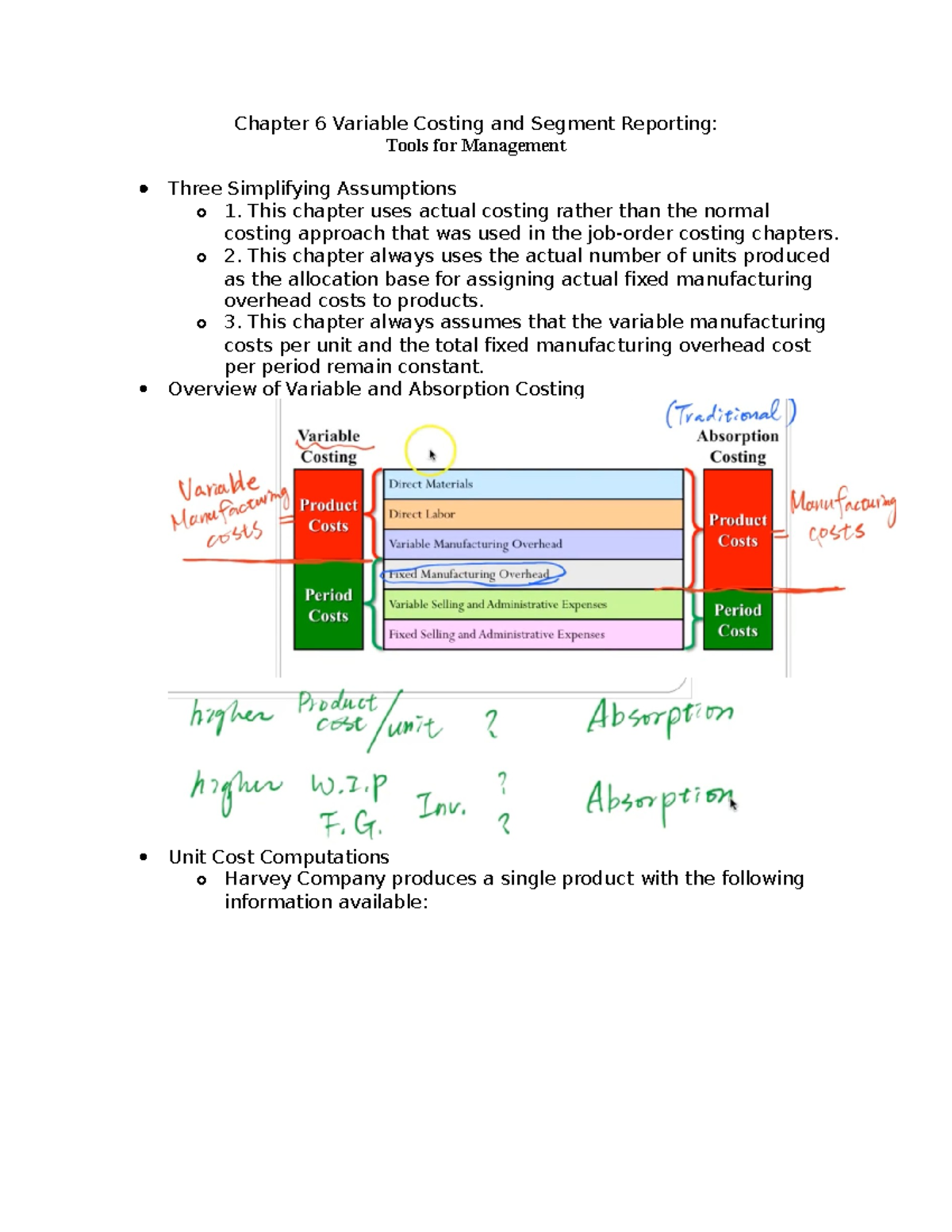 Chapter 6 - Variable Costing and Segment Reporting Tools for Management - BUL 3130 - Studocu