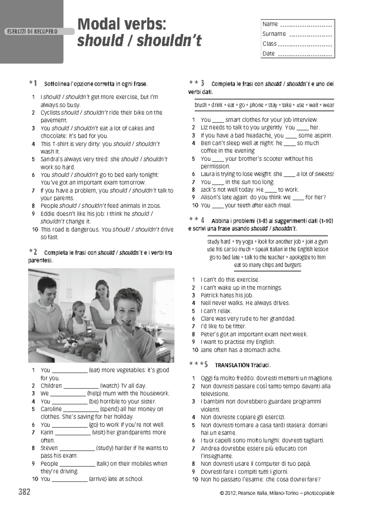 Modal verbs should shouldnt - 382 © 2012, Pearson Italia, Milano-Torino ...