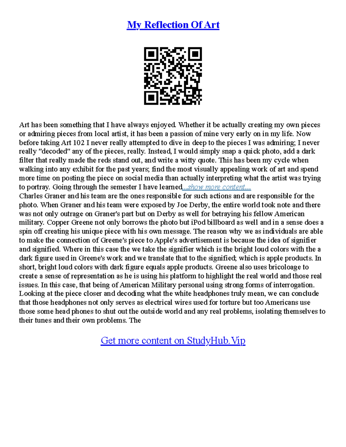 Examples Of An Essay - My Reflection Of Art Art has been something that ...