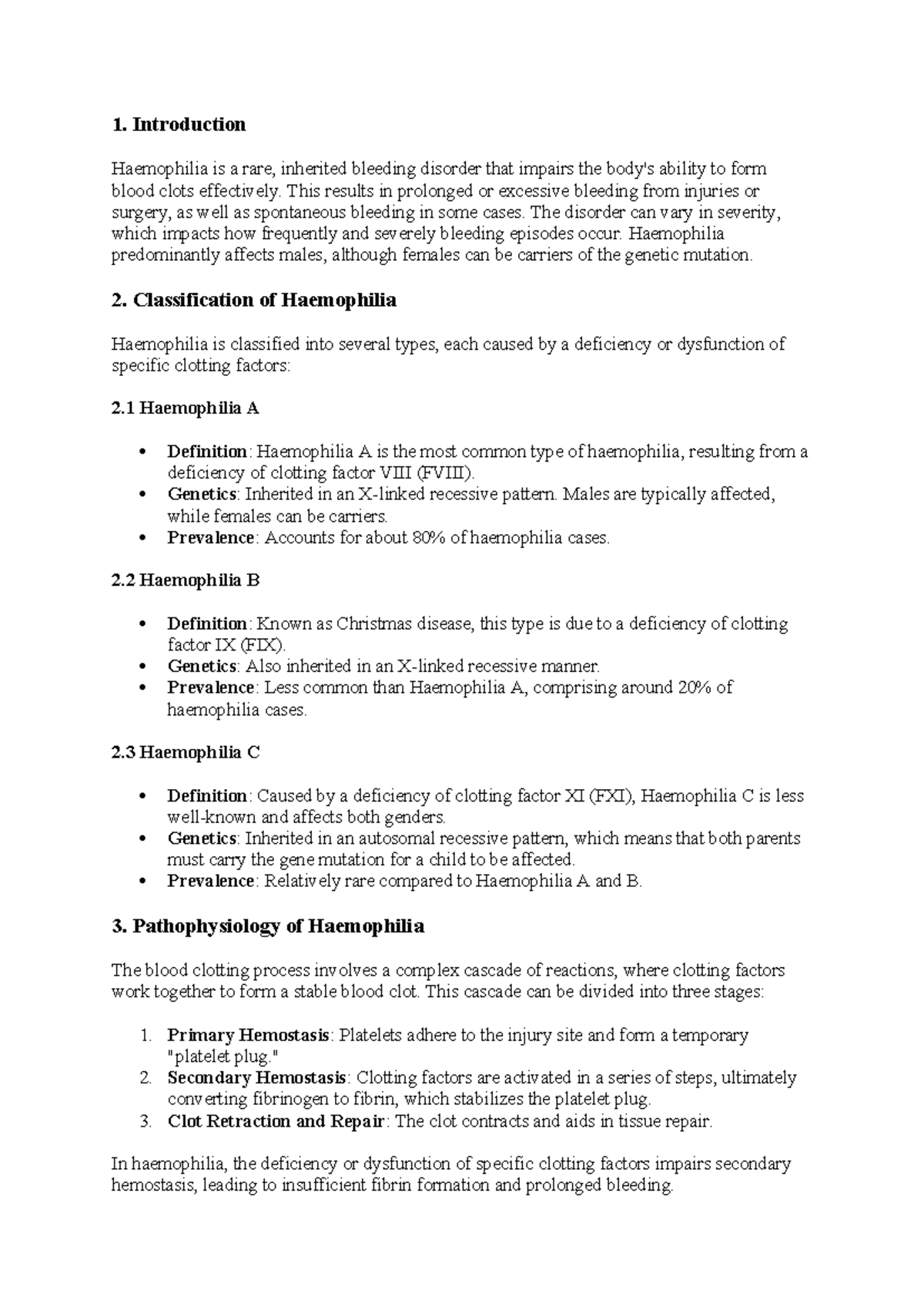 123455667 - basic idea - 1. Introduction Haemophilia is a rare ...