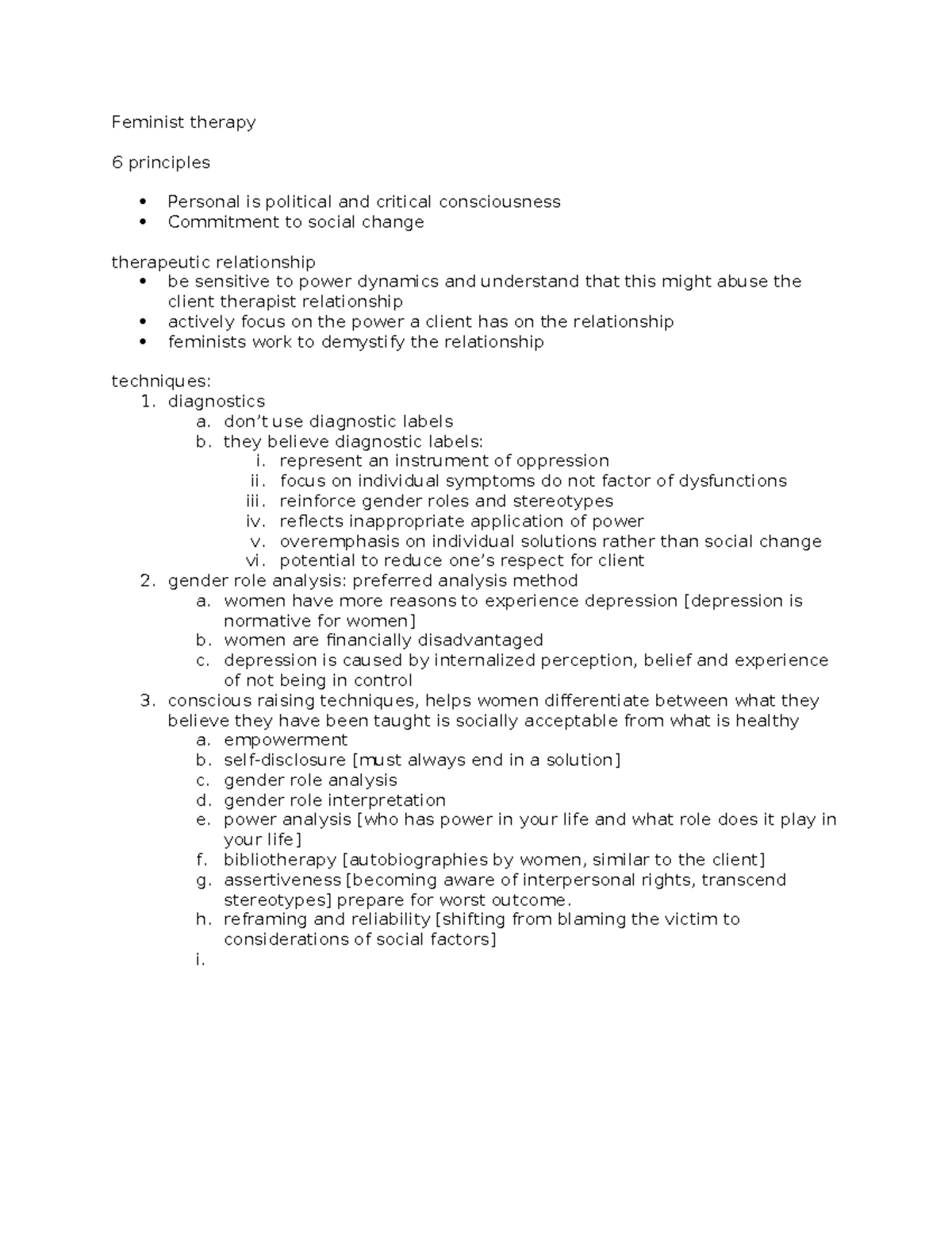 Feminist therapy - useful - Feminist therapy 6 principles Personal is ...