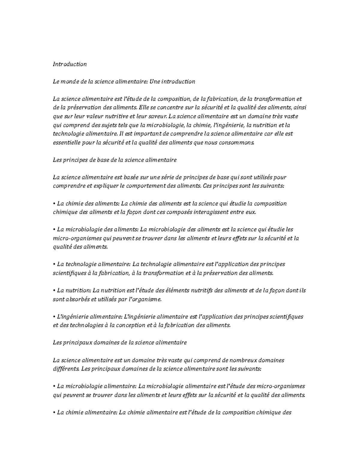 Food Science - Introduction Le monde de la science alimentaire: Une ...