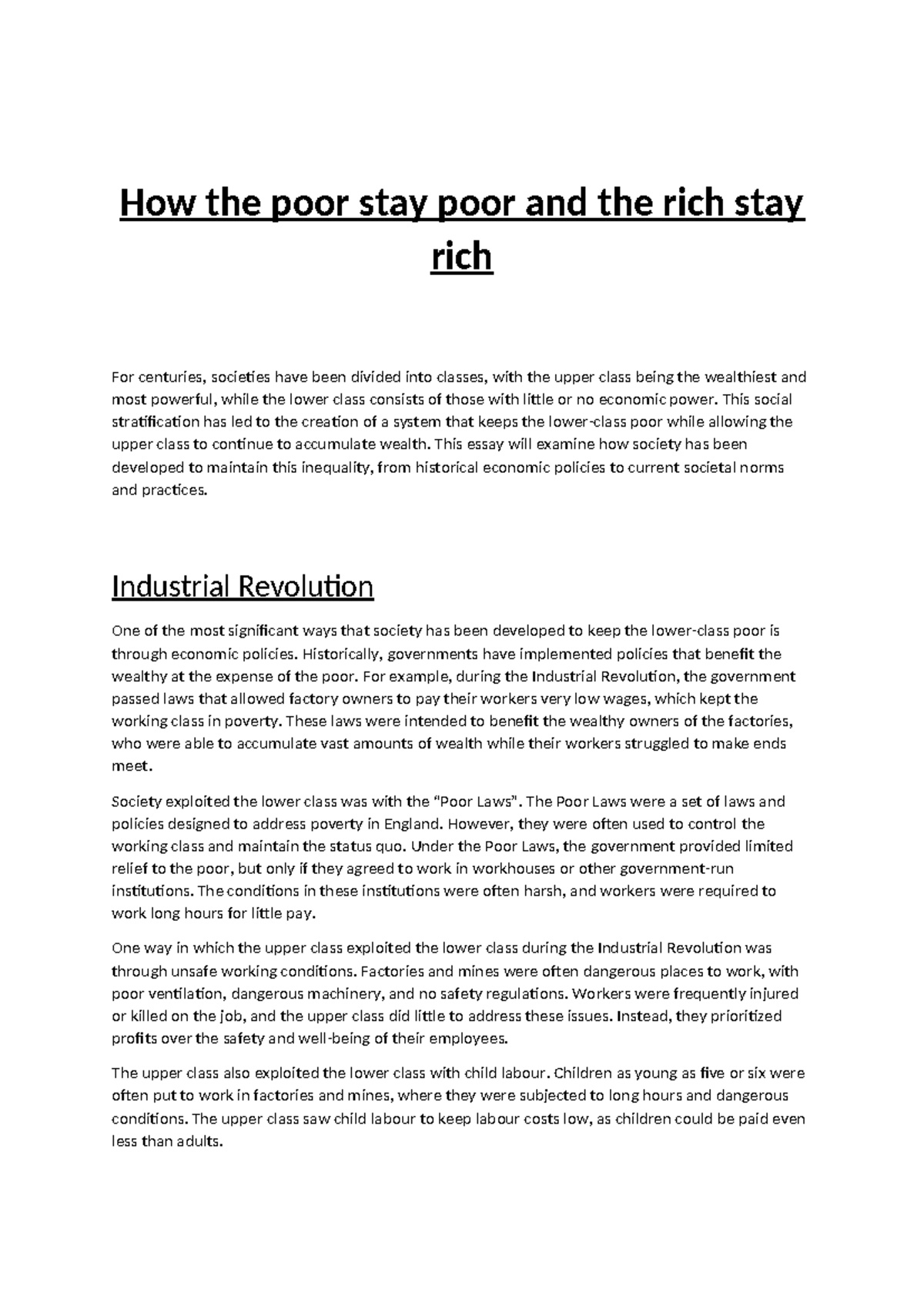 EPQ - rgrwgrw - How the poor stay poor and the rich stay rich For ...