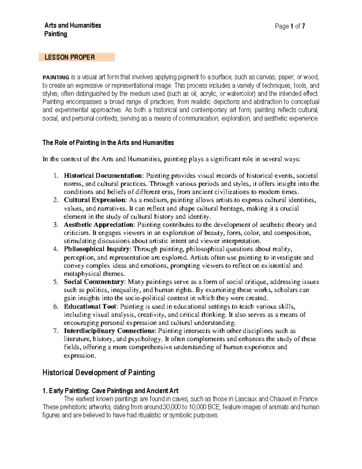 Module-8.-Lesson-Proper - Painting PAINTING is a visual art form that ...