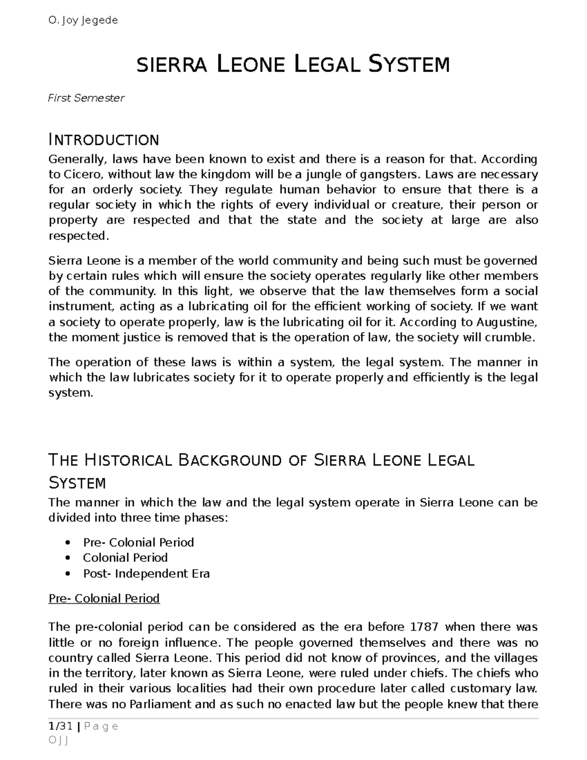 Sierra Leone Legal System - Studocu