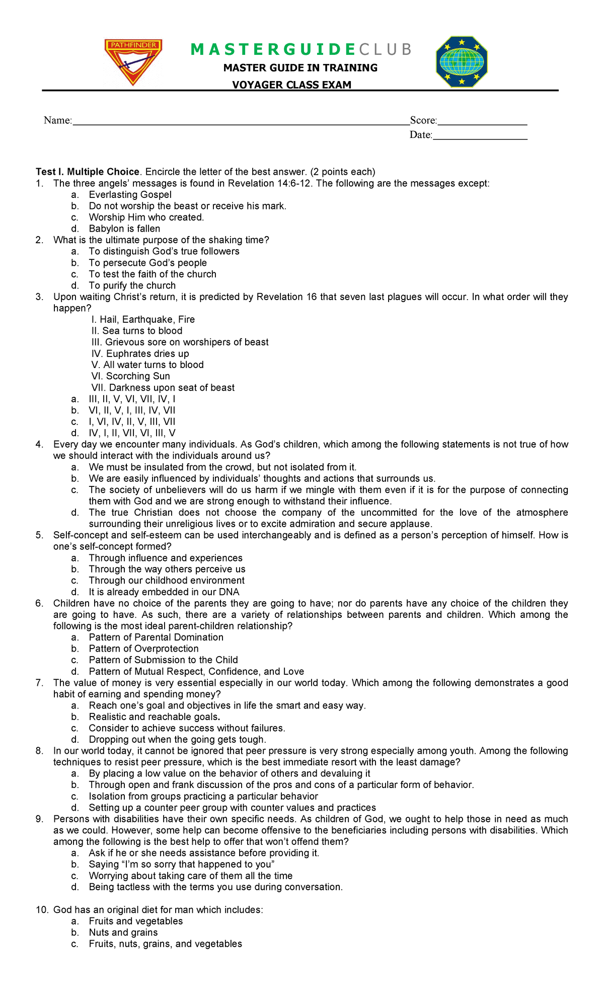 Voyager Class Exam - M A S T E R G U I D E C L U B MASTER GUIDE IN ...