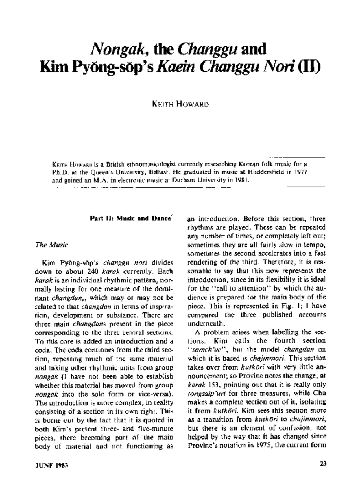 Nongak, the Changgu and Kim Pyŏng-sŏp’s Kaein Chan - Nongak, the ...