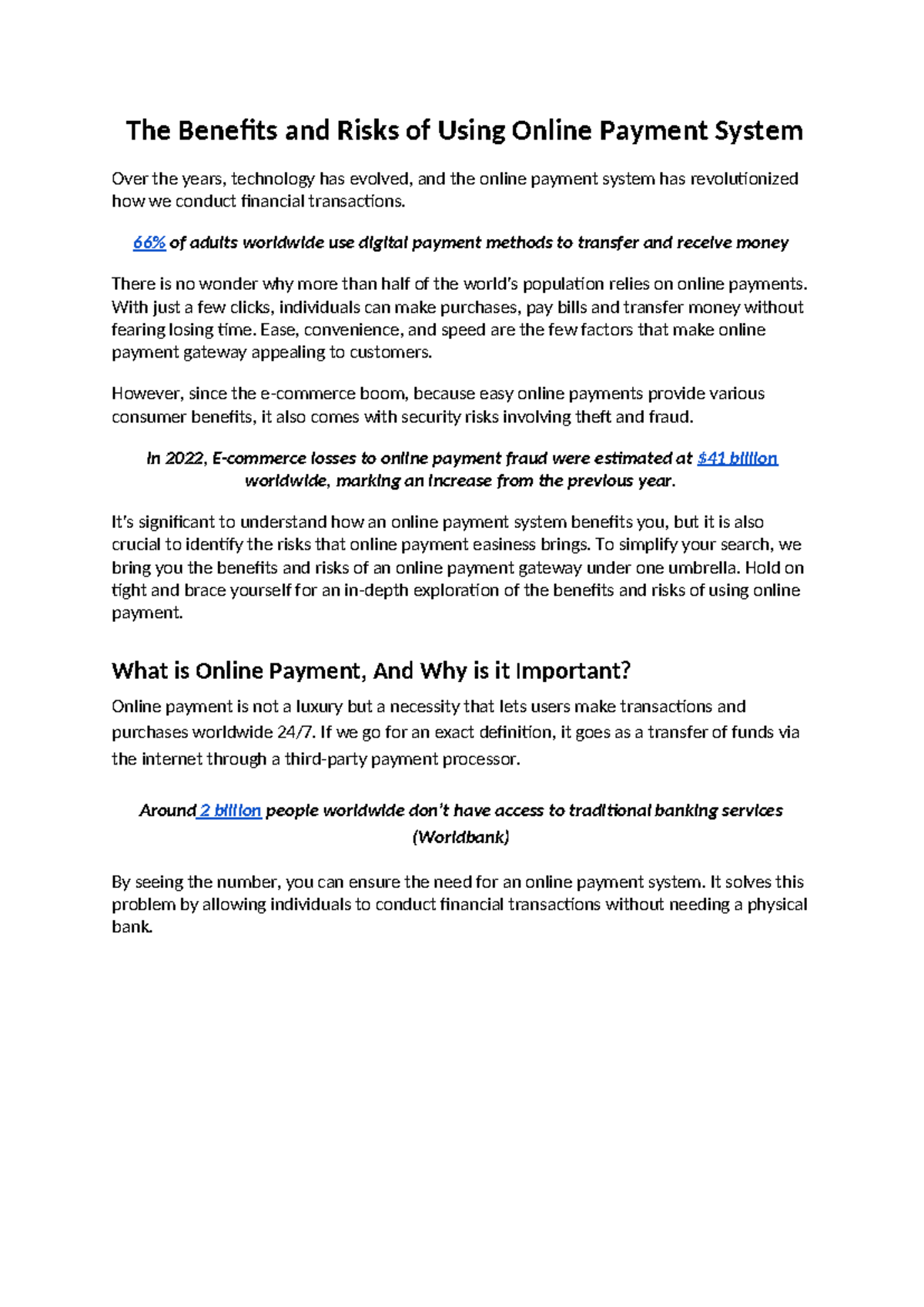 The Benefits and Risks of Using Online Payment System - 66% of adults ...