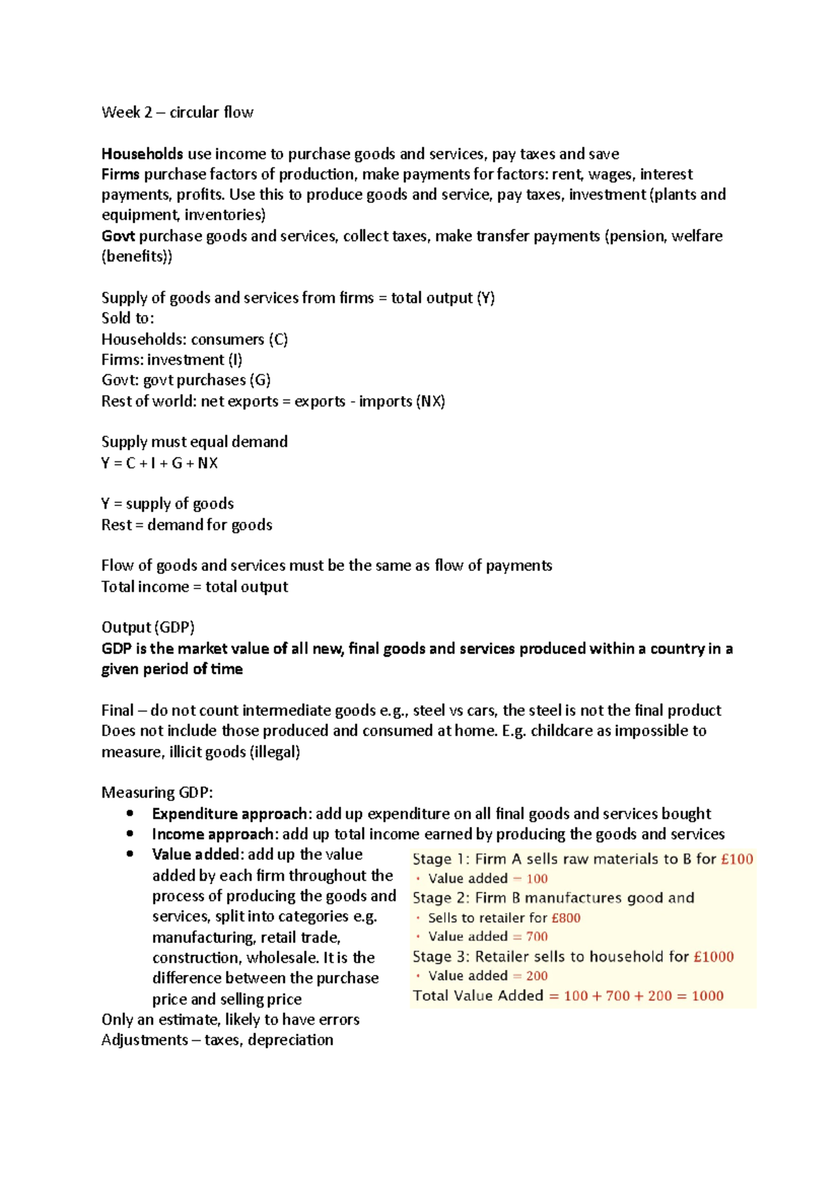 Week 2 circular flow, GDP - Week 2 – circular flow Households use ...