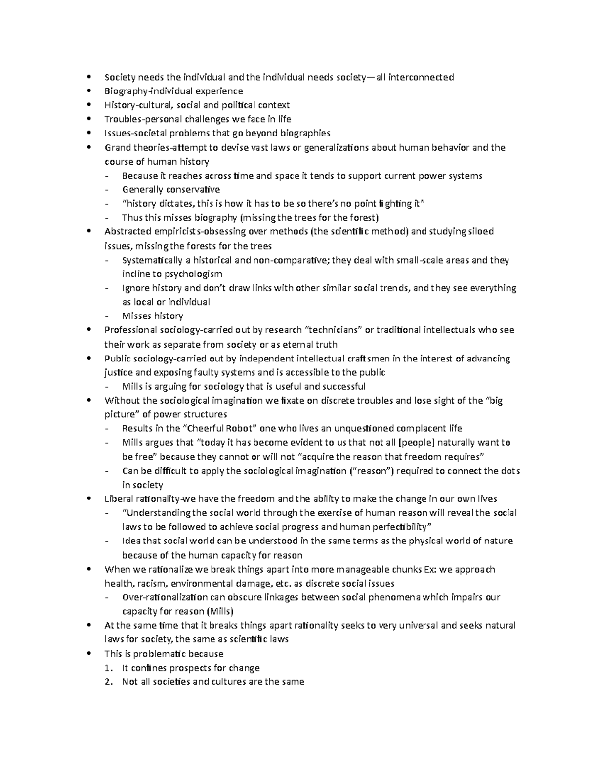 Week 2 Notes Sam Smith Soc 1000 Society Needs The Individual And