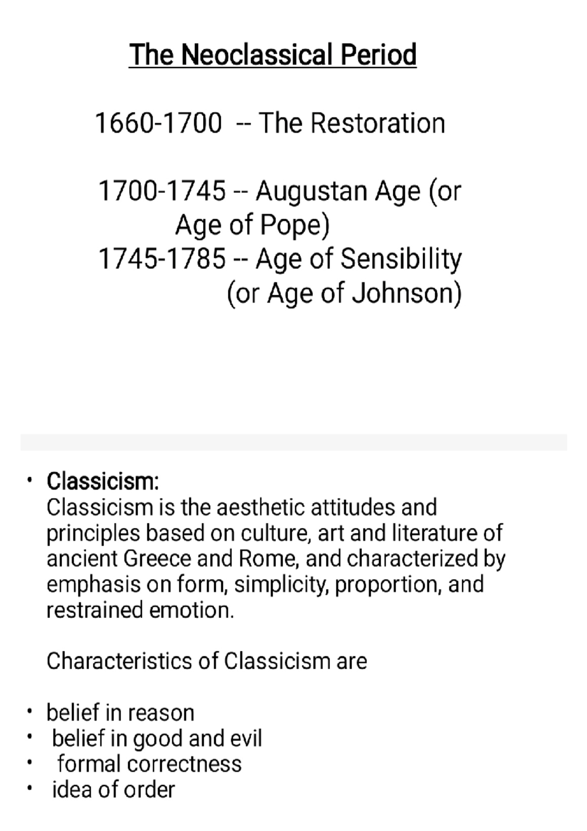 Neo classical period 2 - History of English Language and Literature ...