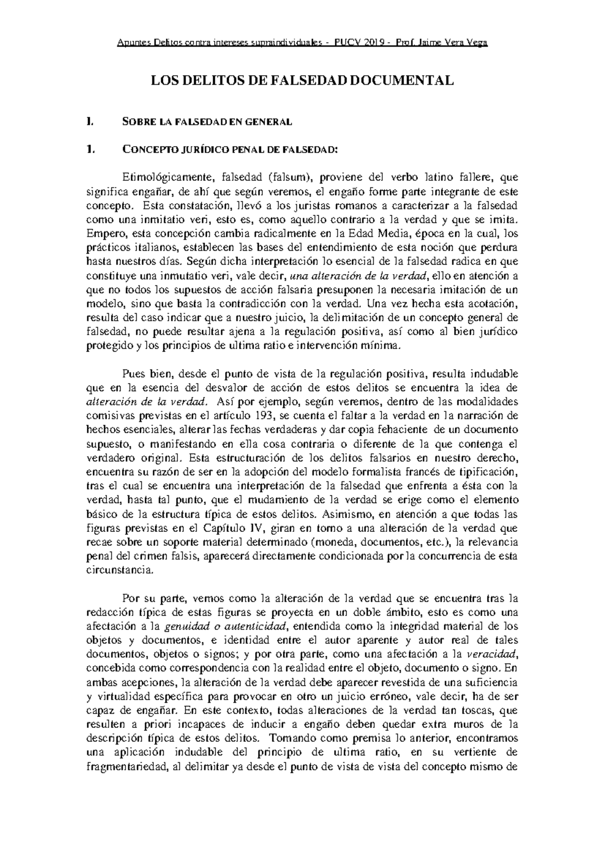 Delitos de Falsedad Documental - LOS DELITOS DE FALSEDAD DOCUMENTAL I. SOBRE LA FALSEDAD EN ...