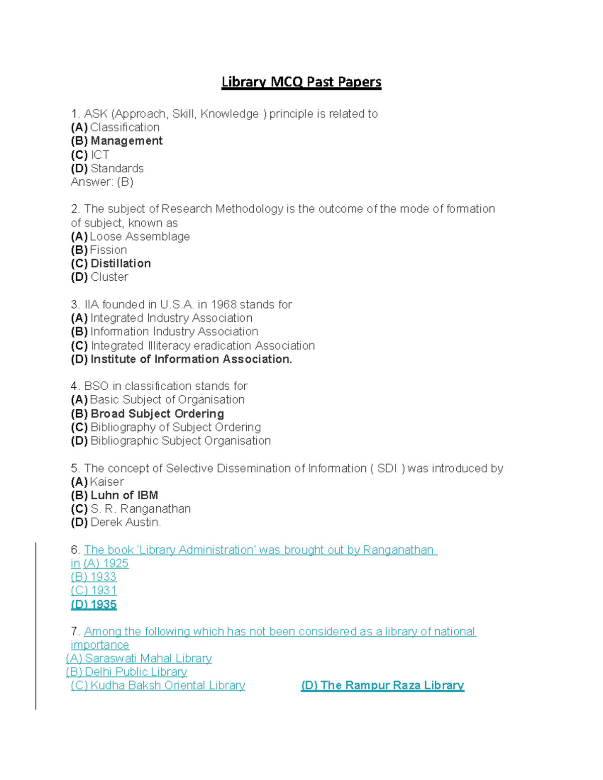 Backup of Library MCQ Past Paper Final - Library MCQ Past Papers 1 ...