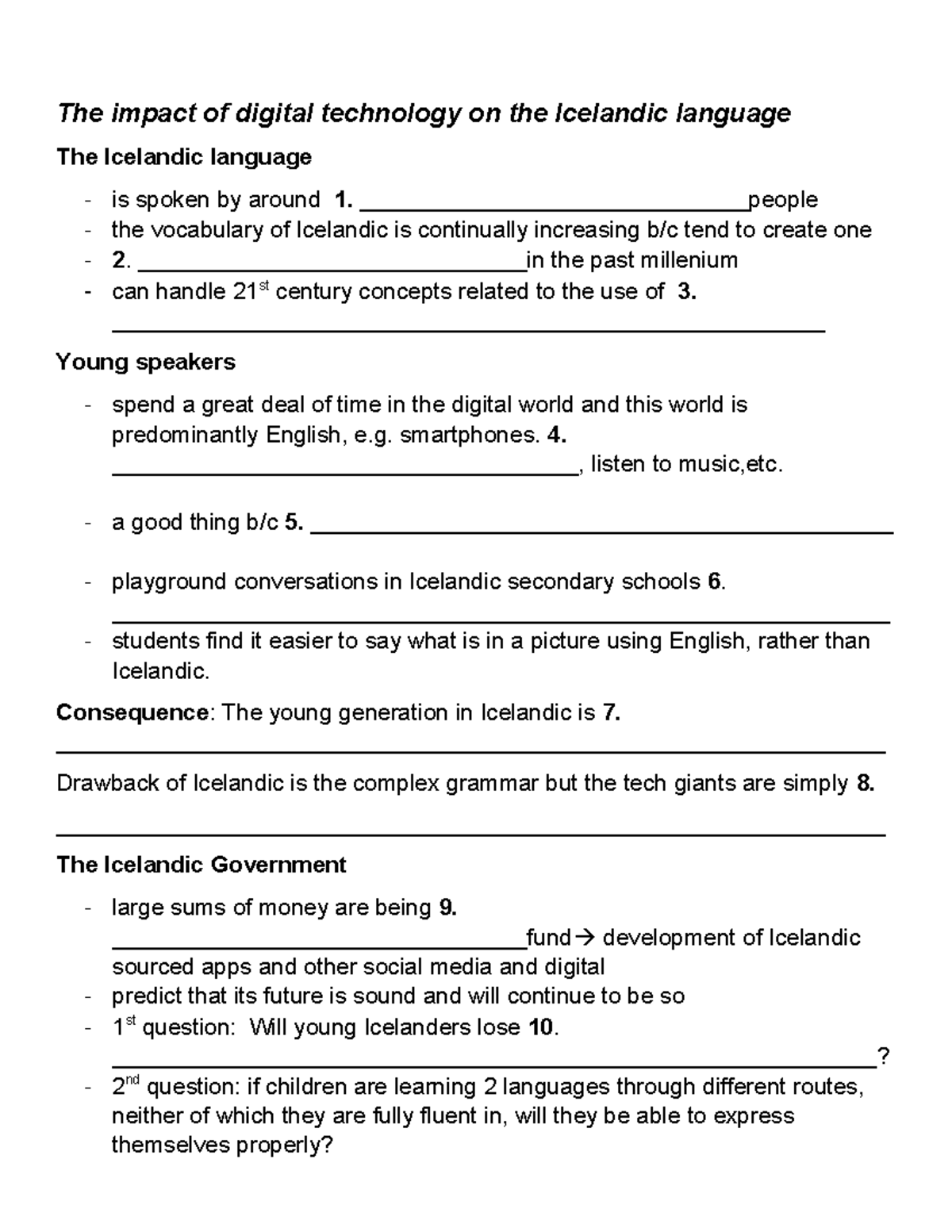 Unit 6 extra listening SV - The impact of digital technology on the ...