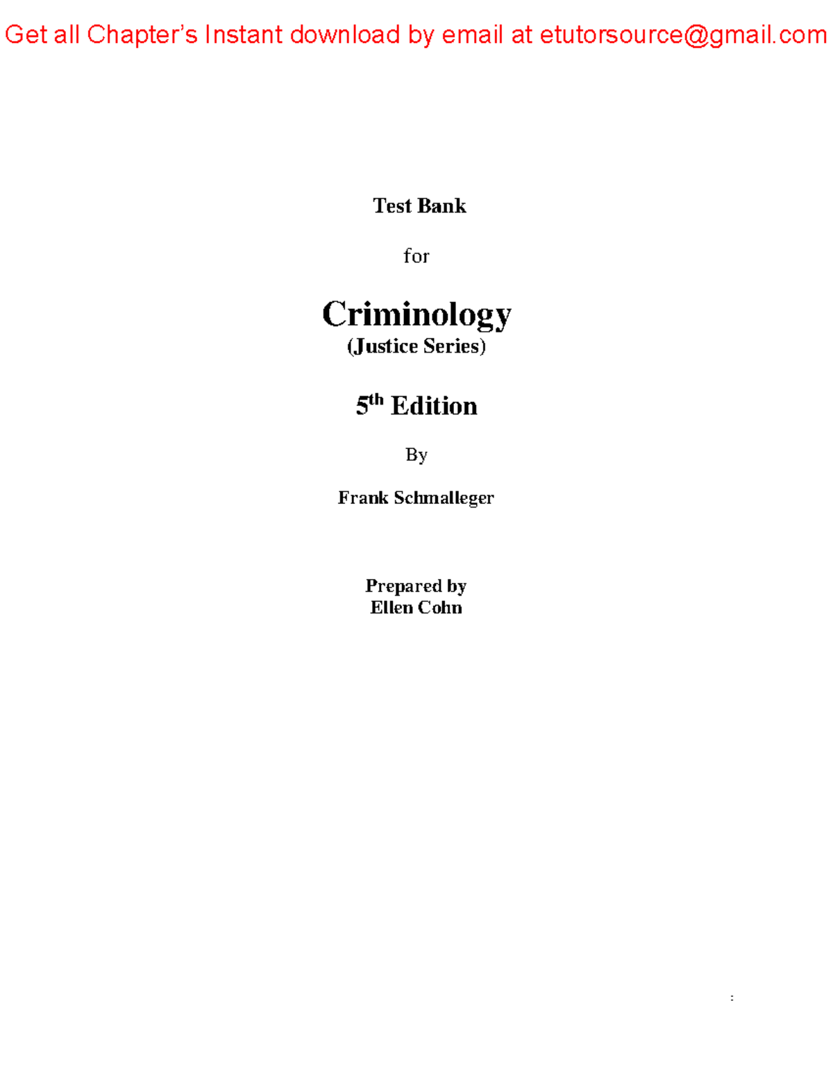 Test Bank For Criminological Theory A Brief Introduction 4e Mitchell ...