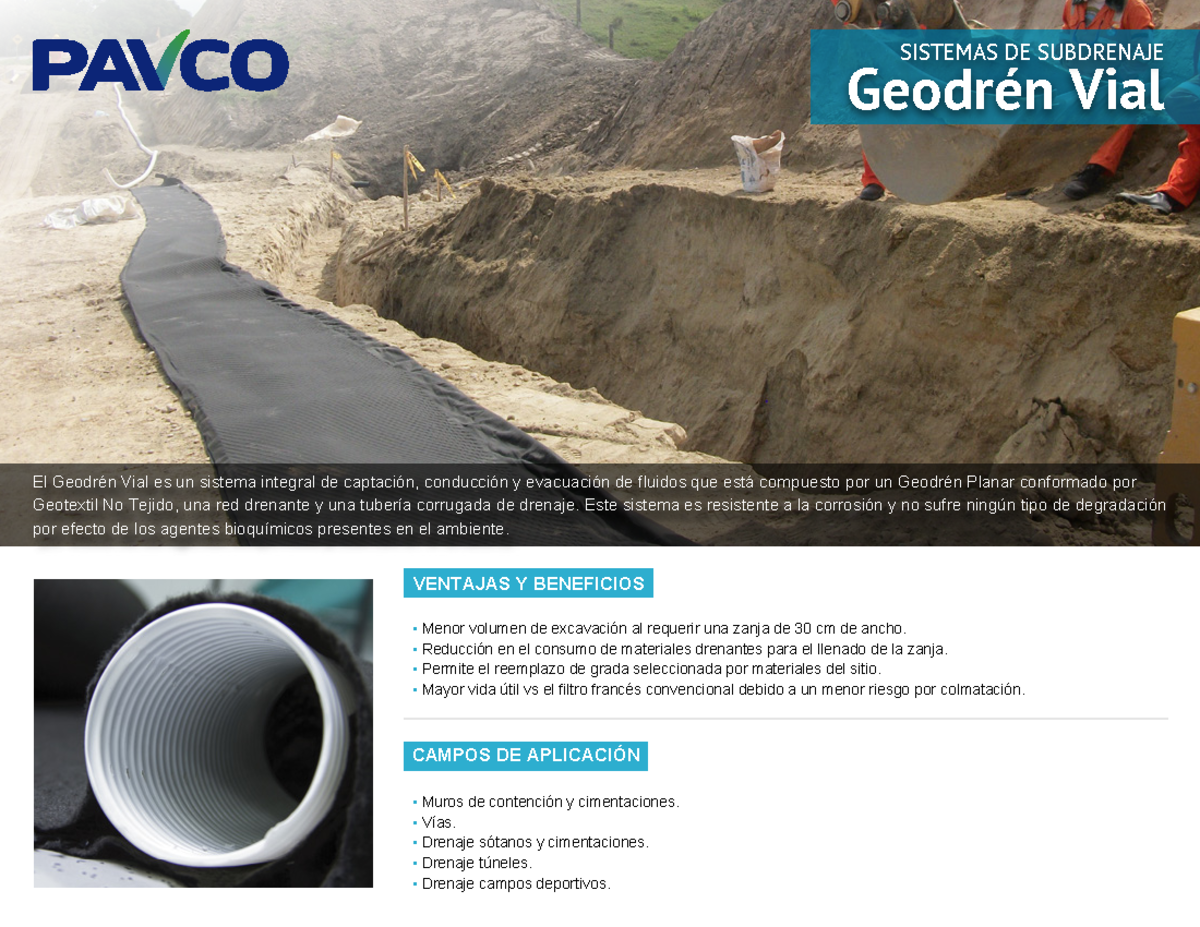 Geodrén Vial - Geodrén Vial SISTEMAS DE SUBDRENAJE Menor volumen de ...