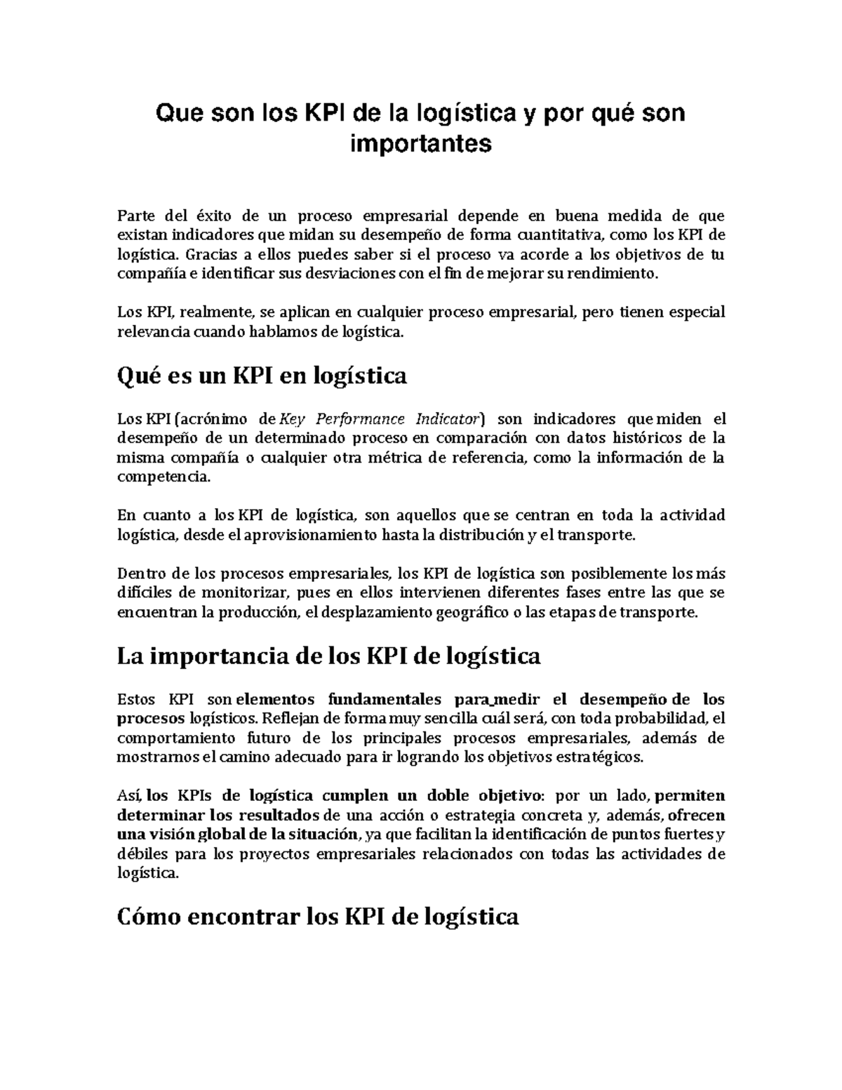 Que son los KPI de la logística y por qué son importantes - Que son los ...