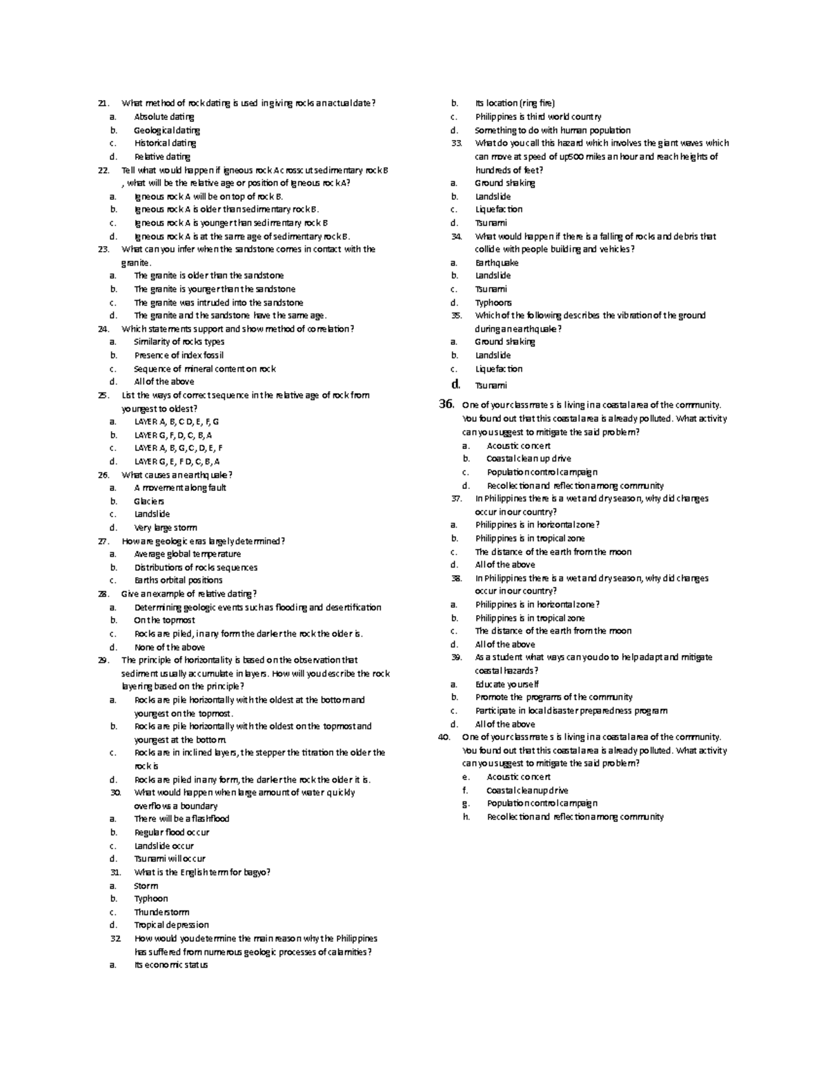 21-40 Earth AND LIFE Science - What method of rock dating is used in ...