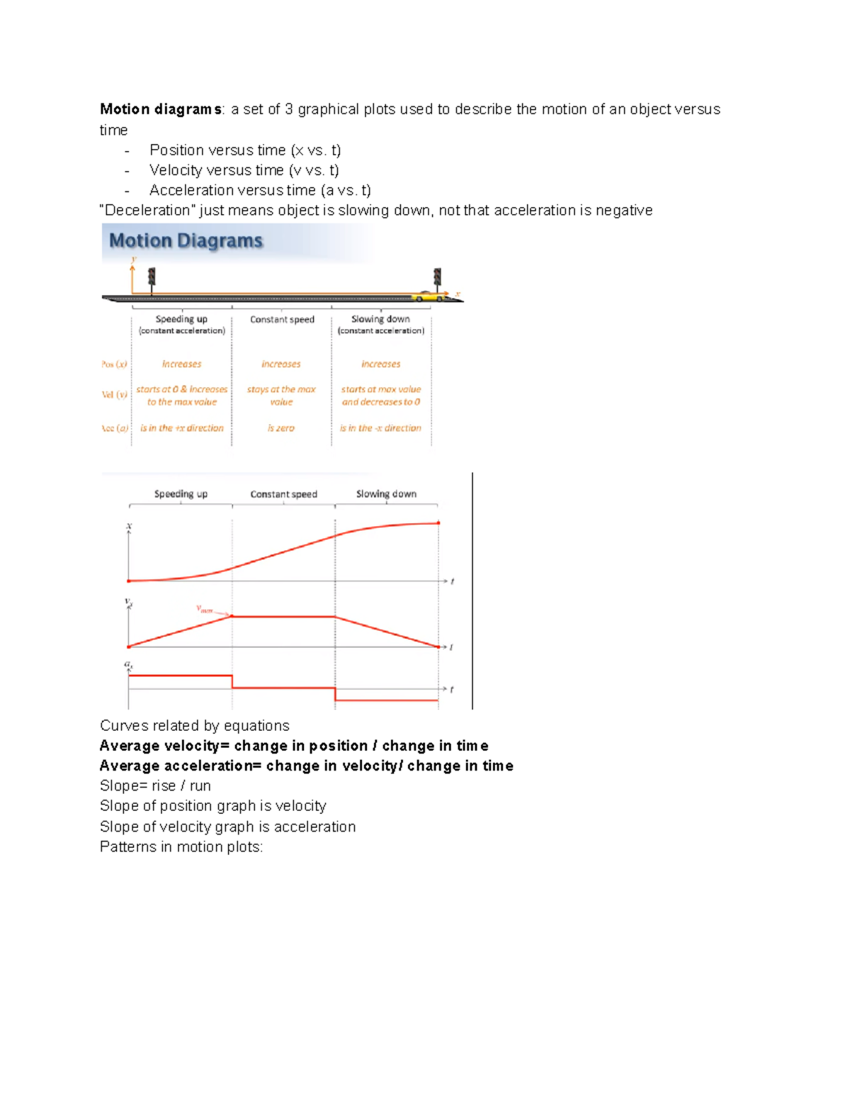 Motion Diagrams And Kinematics Notes Motion Diagrams A Set Of 3
