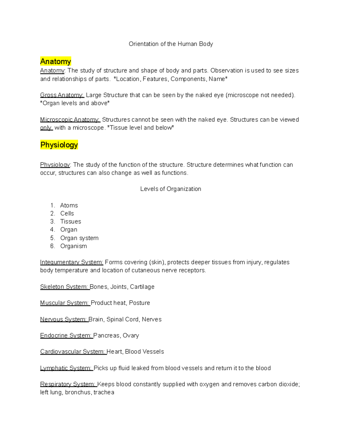 Orientation of the Human Body-2 - Orientation of the Human Body Anatomy ...