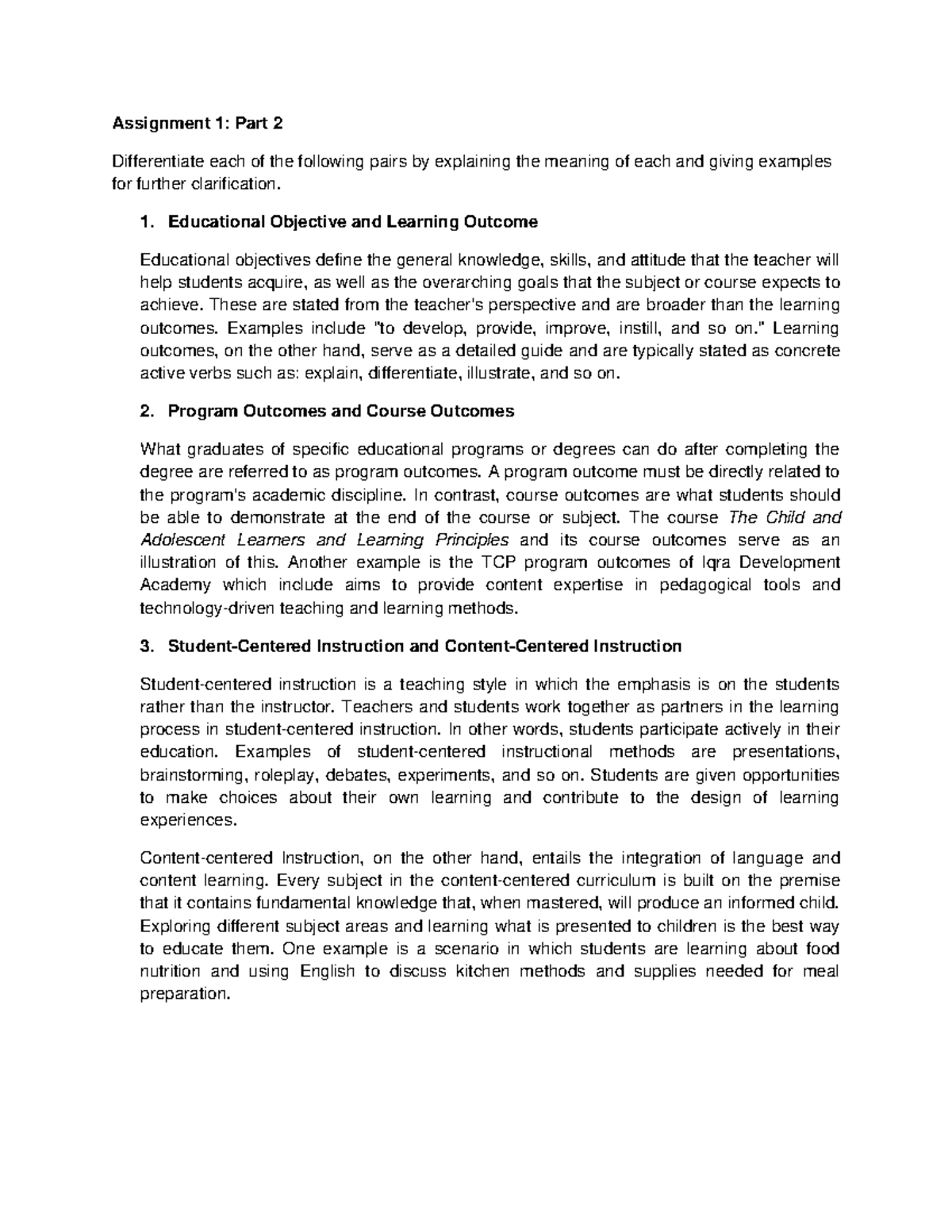 Assignment 1 Part 2 - For unit earners - Assignment 1: Part 2 Differentiate each of the ...