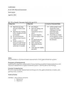 Module 9 NUR2180 Physical Assessment - Module 09: Cardiovascular System Name: Dailin Reyes ...