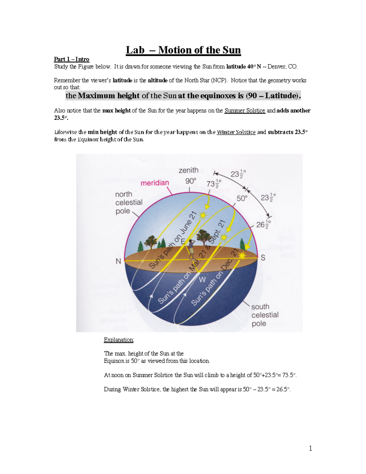Part2 Lab5 Motion of the sun - Lab – Motion of the Sun Part 1 – Intro ...