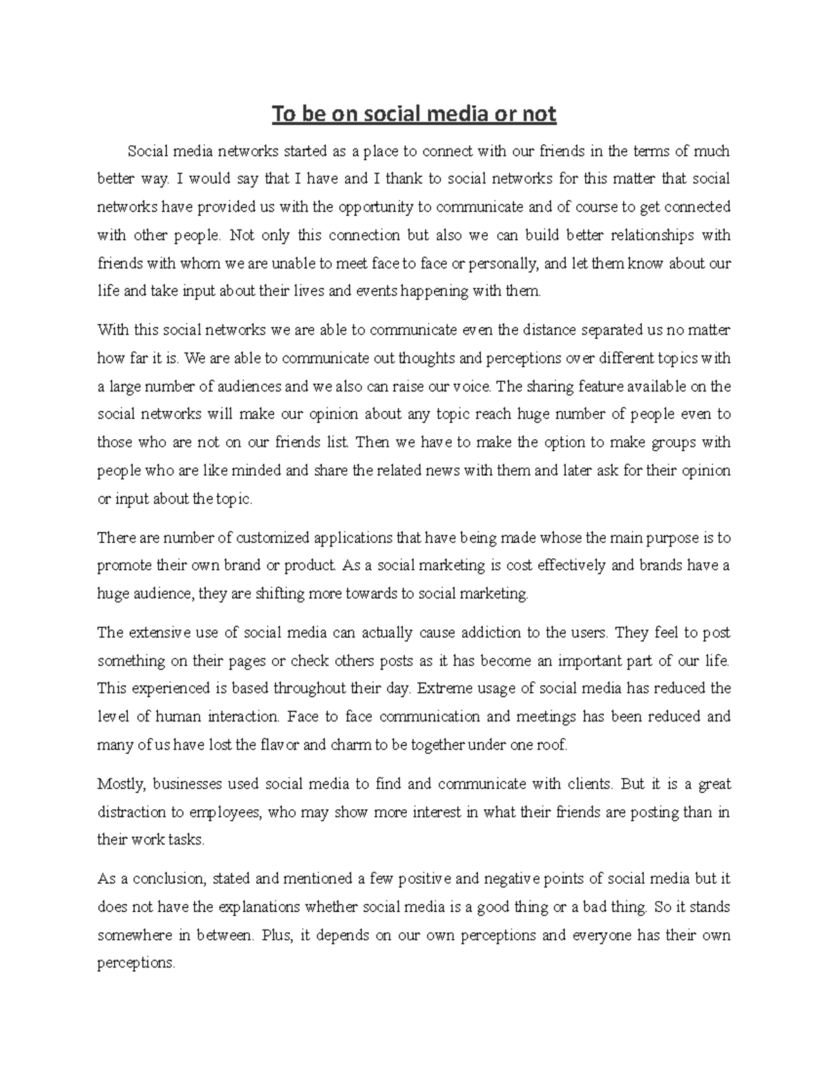 To be on social media or not - To be on social media or not Social ...