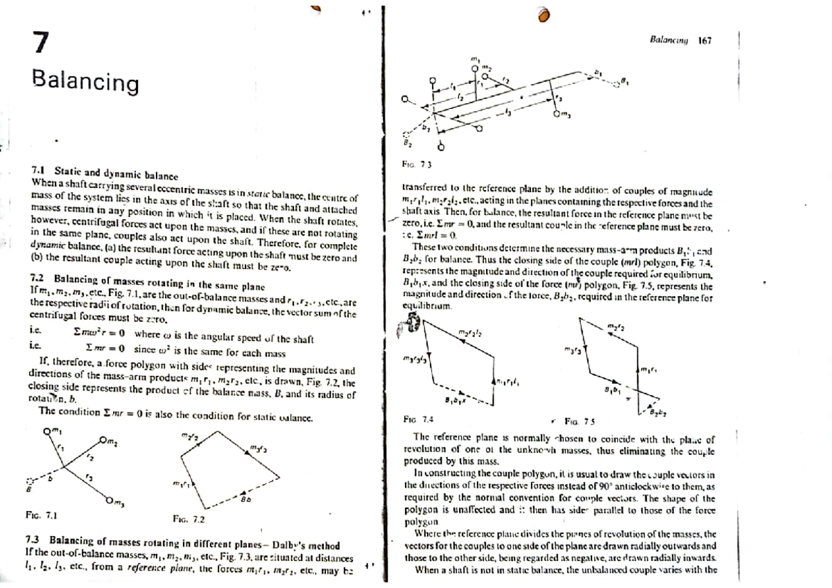 Balancing of Masses - 1. 7 Balancing 167 m, my Balancing 12 Om, b FIG 7 ...
