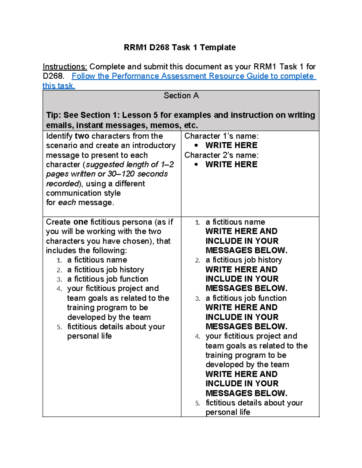 RRM1 D268 Task 1 Table Template - RRM1 D268 Task 1 Template ...