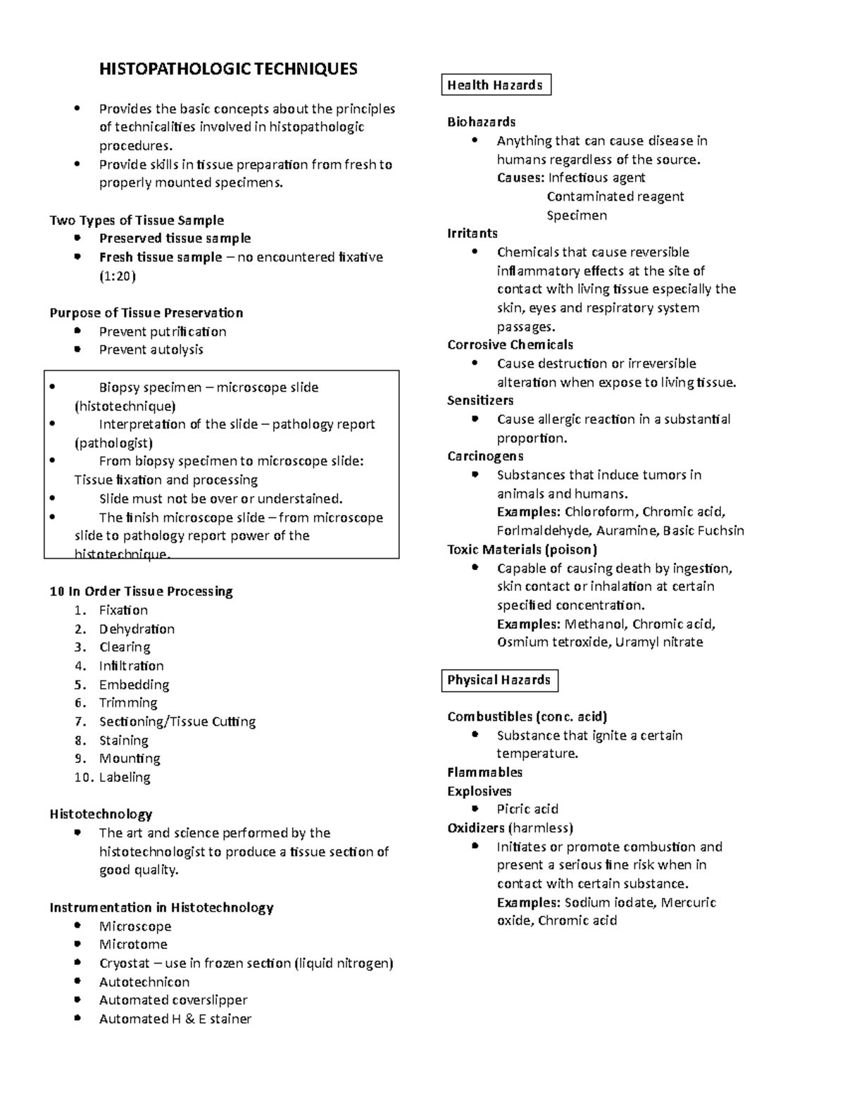 HistopathologicTechniques - HISTOPATHOLOGIC TECHNIQUES Provides the ...