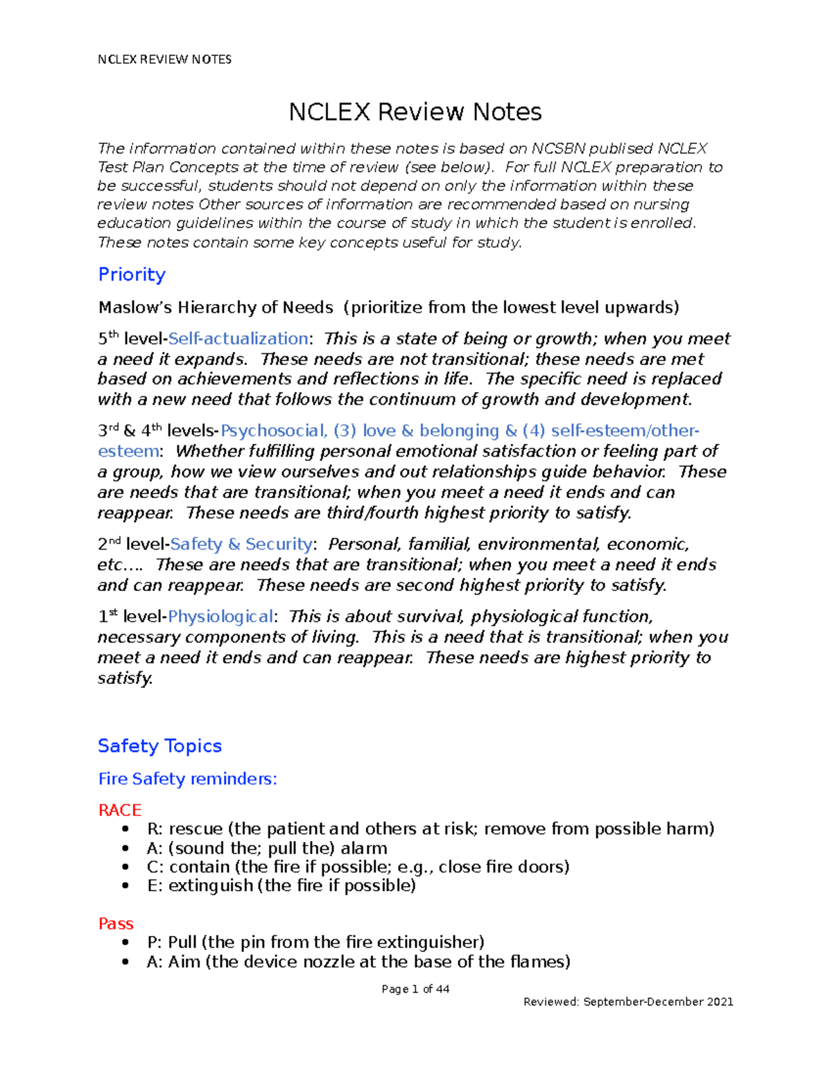 Nclex Review Guide-Wi2021[6074] - NCLEX Review Notes The information ...