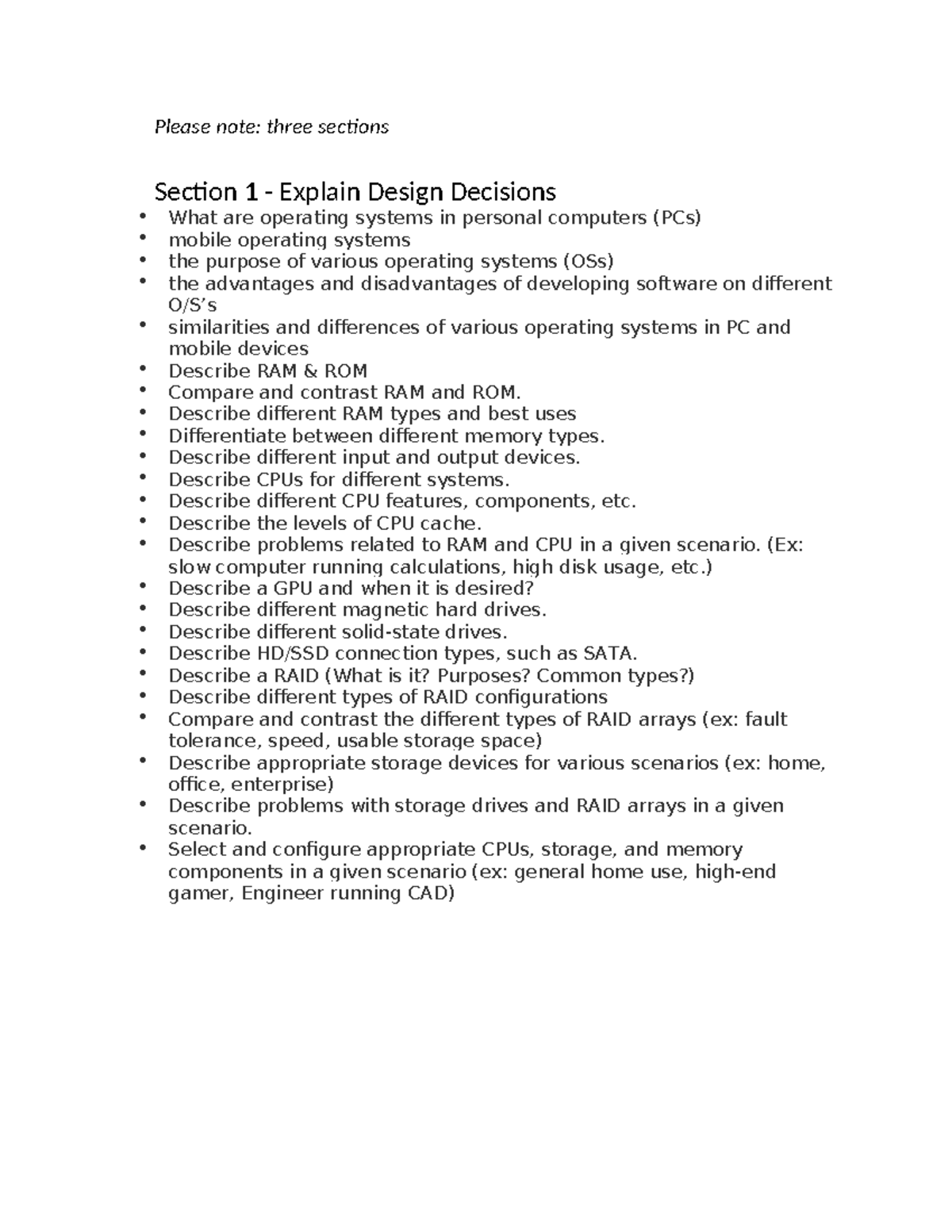 Study Three Sections D 386 - Please note: three sections Section 1 ...