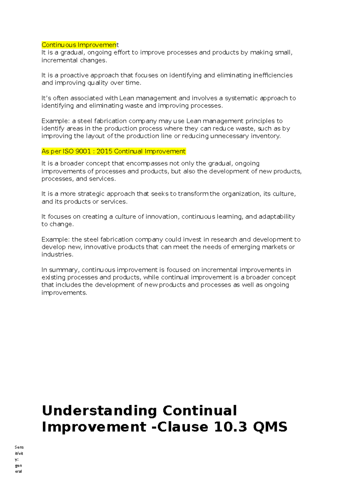 Continuous vs continual Improvement - Continuous Improvement It is a ...