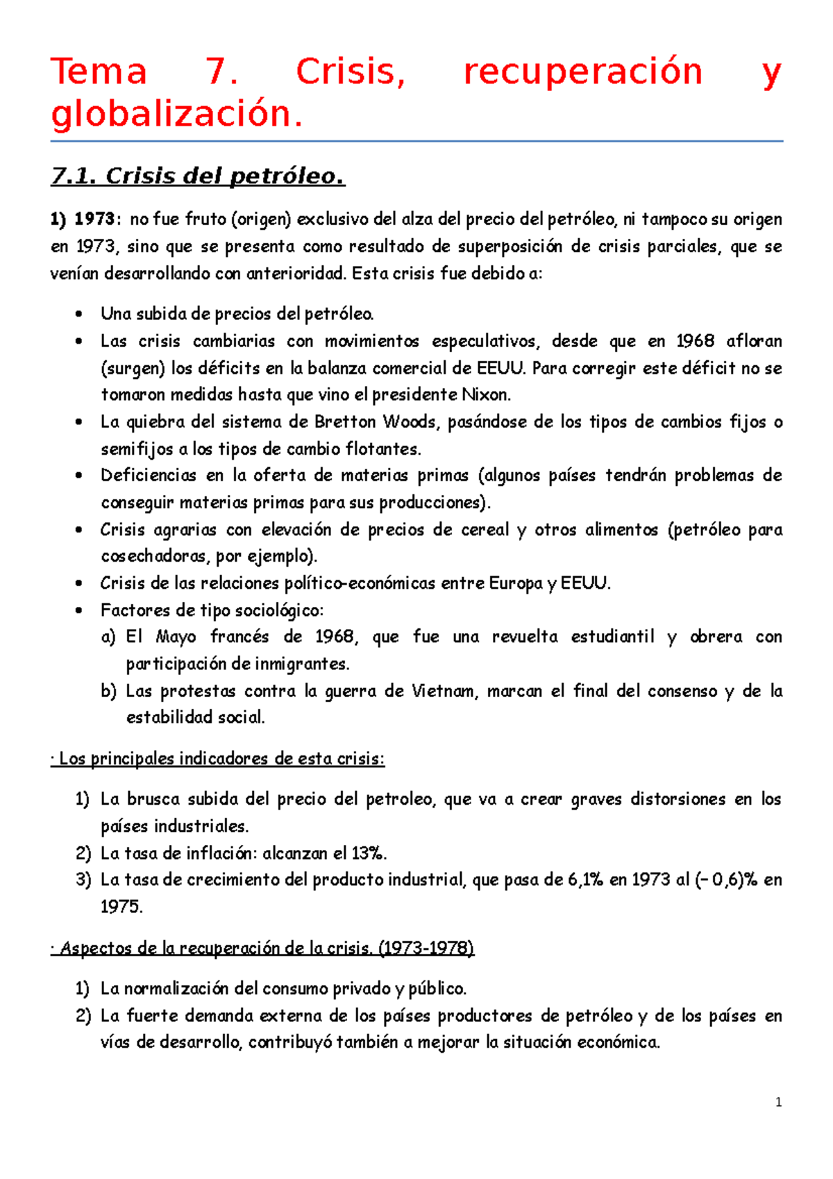 Tema 7 - tema 7 - Tema 7. Crisis, recuperación y globalización. 7 ...