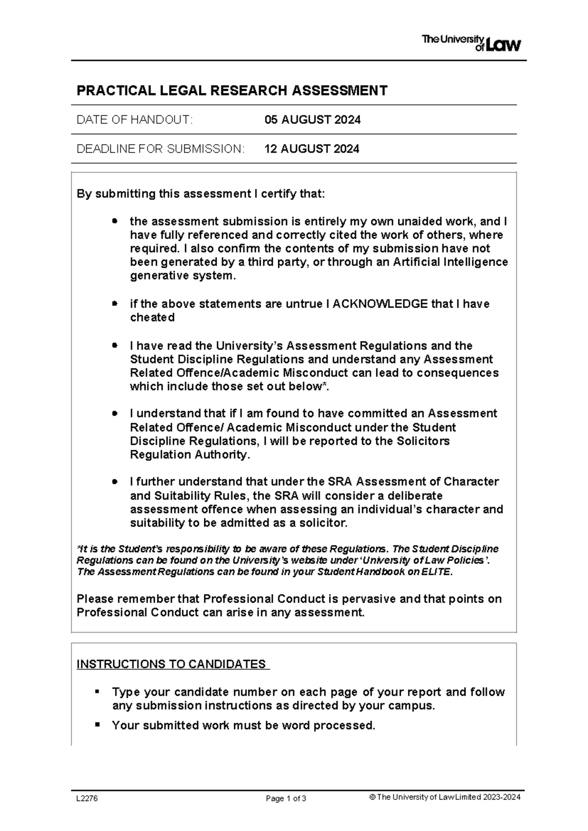 PLR Scenario - n/a - PRACTICAL LEGAL RESEARCH ASSESSMENT DATE OF ...