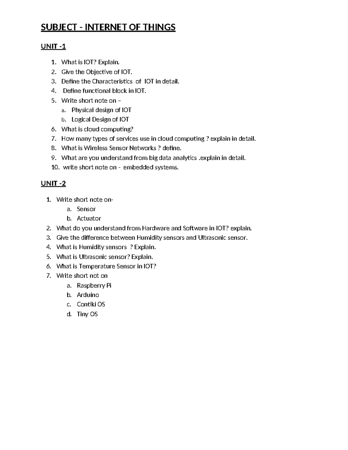 Assignment Iot Assignment Subject Internet Of Things Unit 1 What Is Iot Explain 2