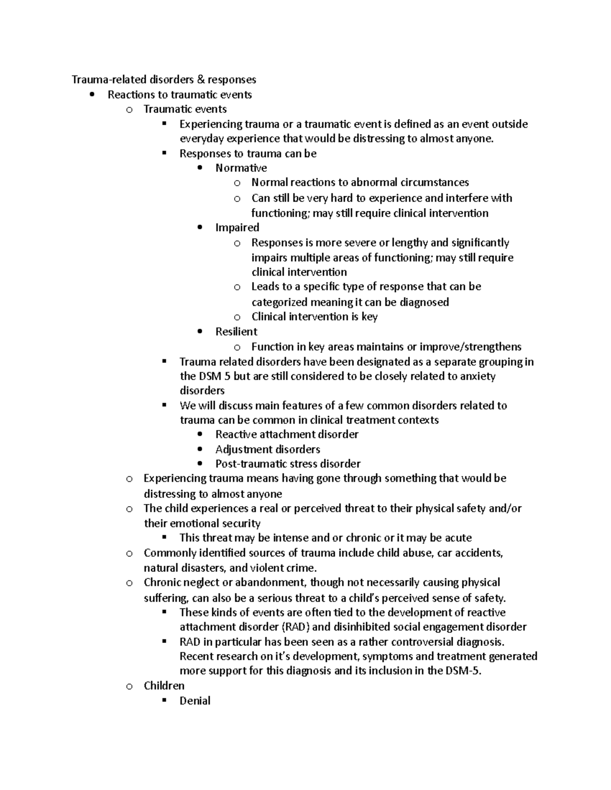 Trauma related disorders - Trauma-related disorders & responses ...