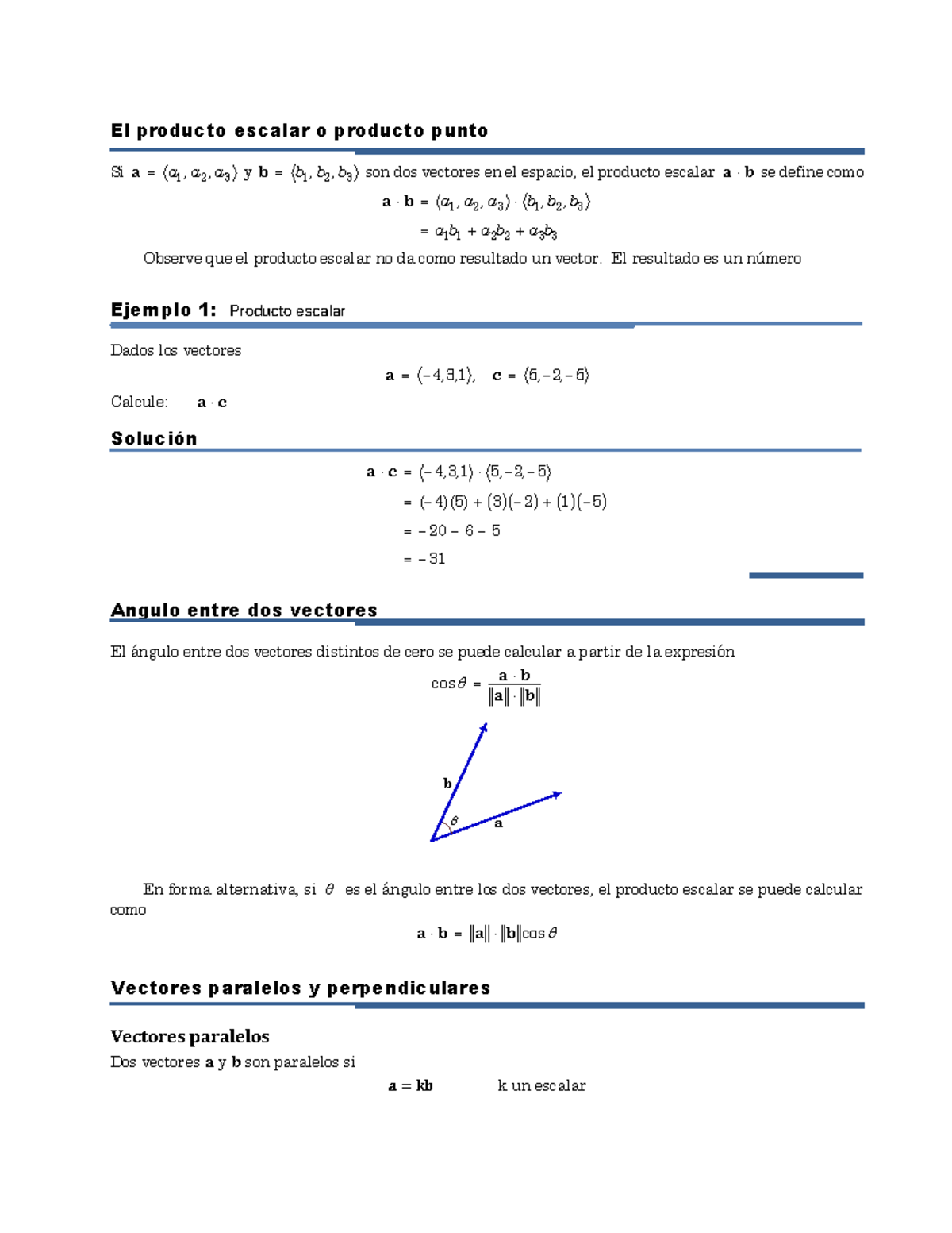 15 Producto escalar o producto punto - El producto escalar o producto ...