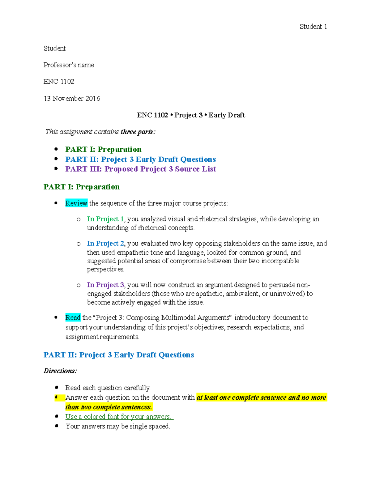 Project 3 Early Draft - Student 1 Student Professor’s name ENC 1102 13 ...