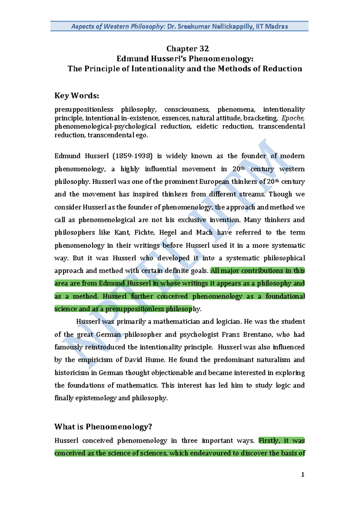 Husserl Phenomenology - Chapter 32 Edmund Husserl’s Phenomenology: The ...