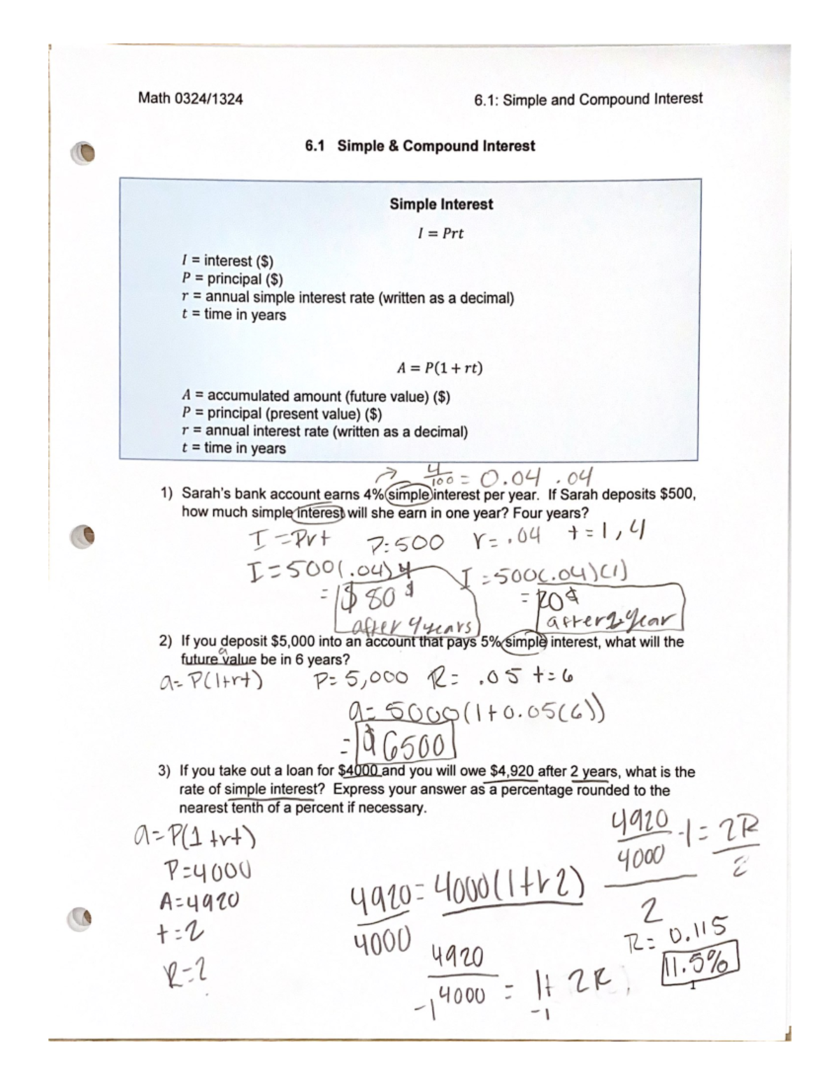 6 - 6.1 notes - MATH 1314 - Studocu