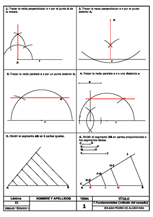Punto recta plano laminas - LÁMINAS SISTEMA DIÉDRICO ORTOGONAL: PUNTO RECTA PLANO El presente ...