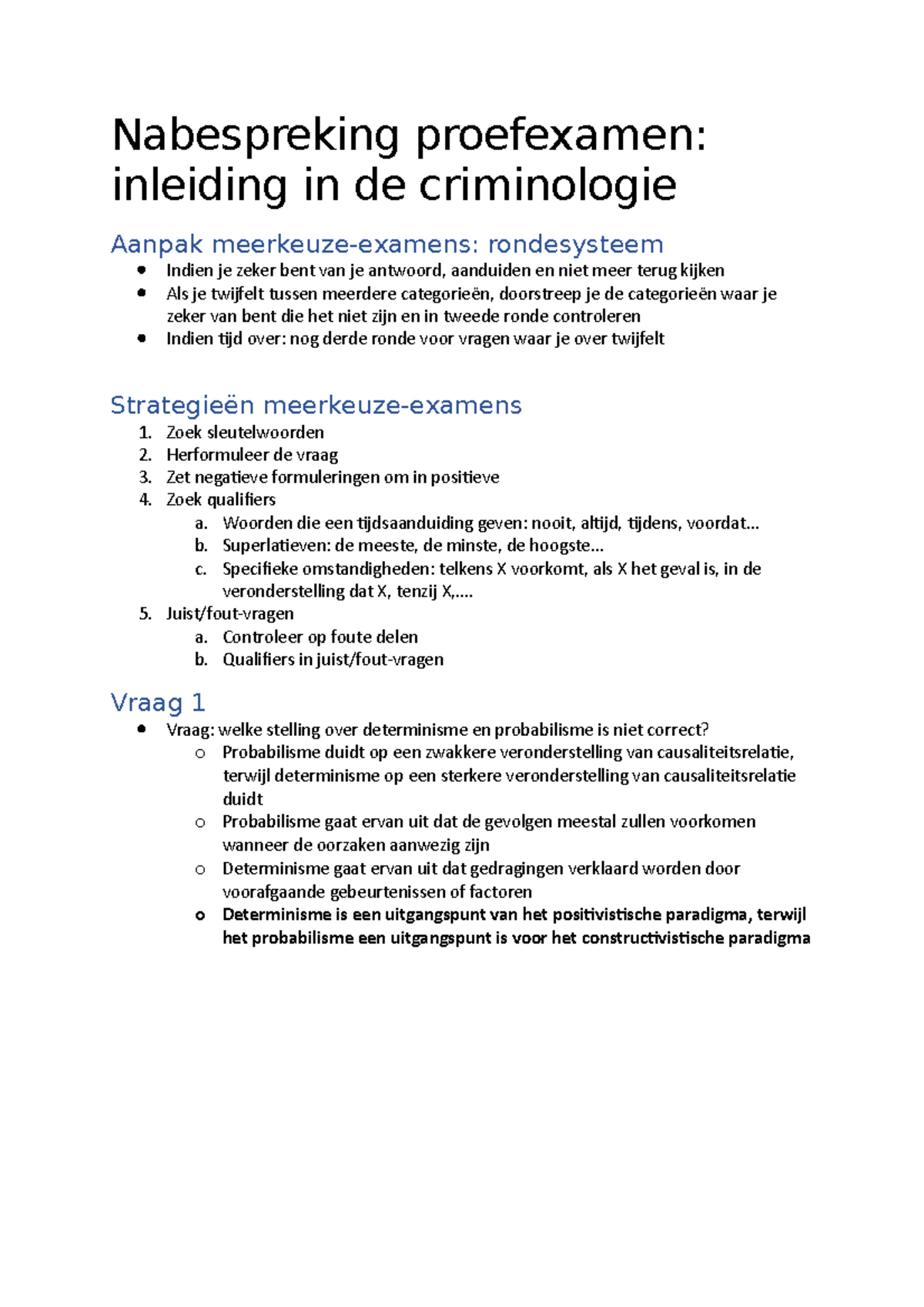Nabespreking proefexamen - Nabespreking proefexamen: inleiding in de ...
