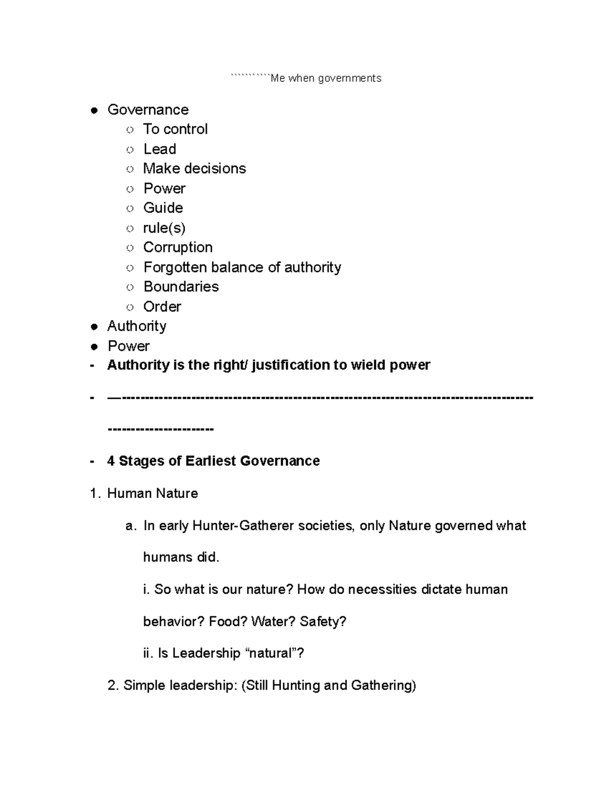 Basic government - its literally just notes - ## Governance ## To ...