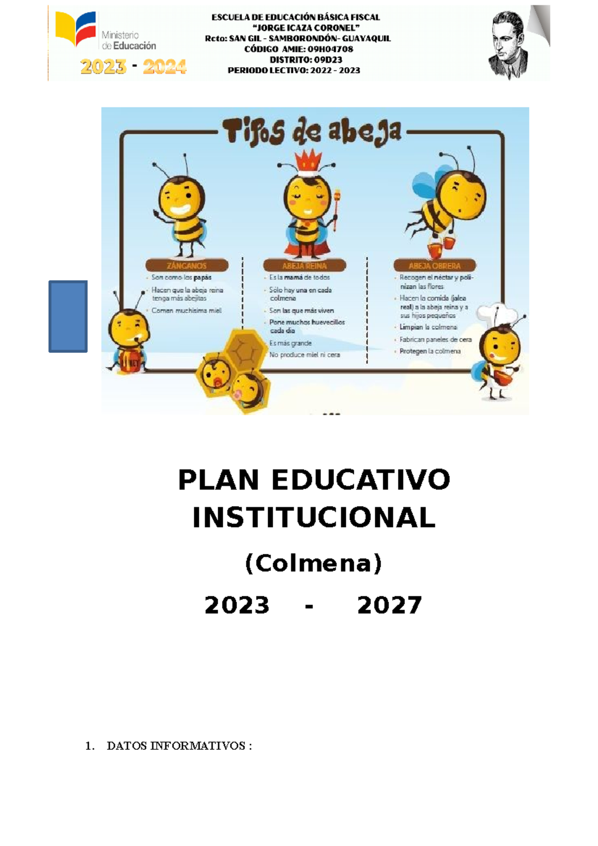 Formato- Colmena-PEI- Comite Central- Preguntas-MAYO - PLAN EDUCATIVO INSTITUCIONAL (Colmena ...