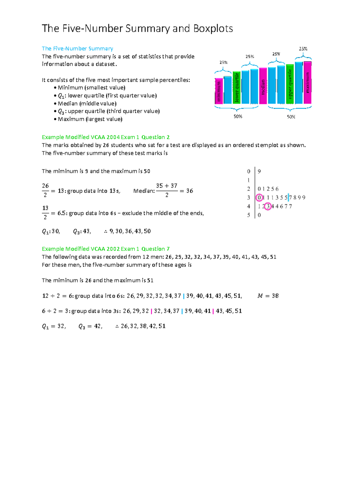 5. The Five-Number Summary and Boxplots - The Five-Number Summary The ...