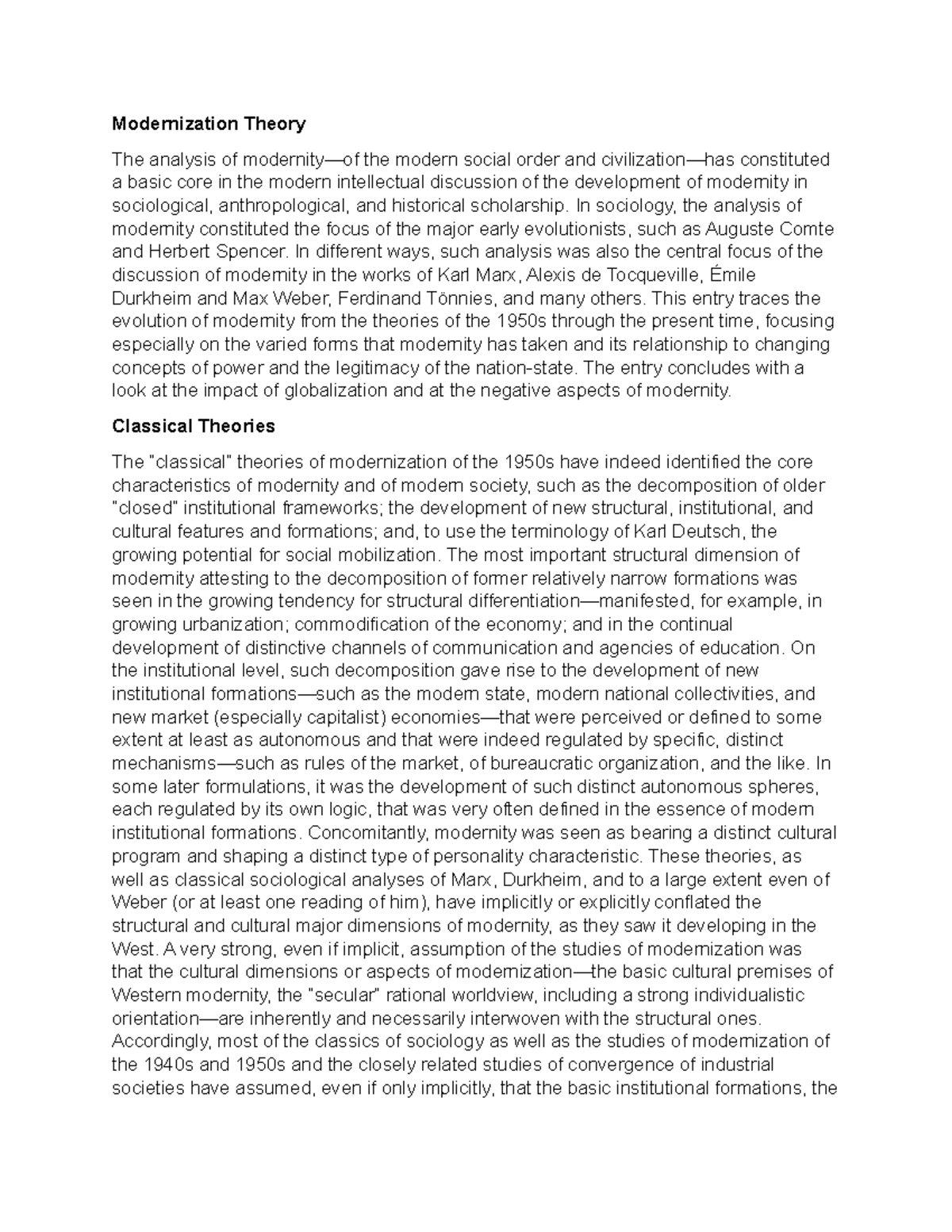 Modernization Theory - In sociology, the analysis of modernity ...