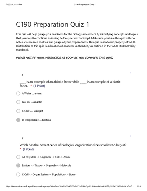 OA prep guide in C190 Biology - 2nd OA prep guide in C190 Biology ...
