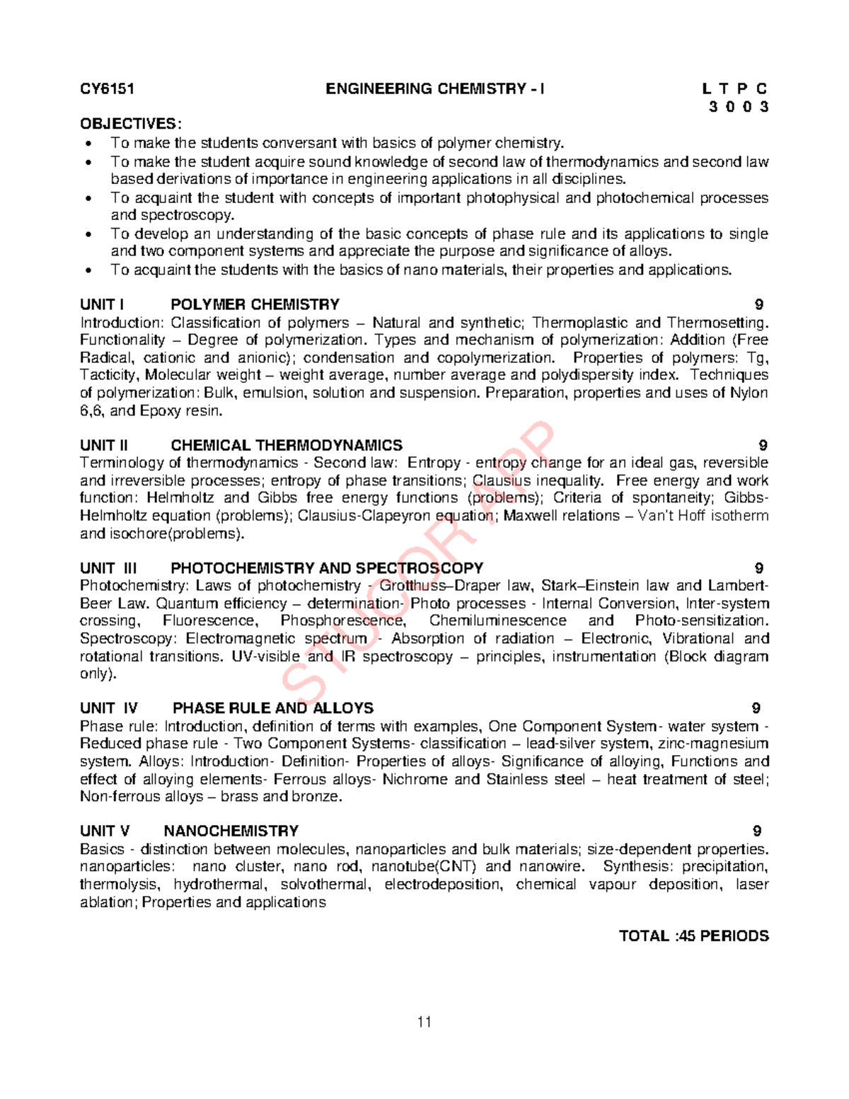 Anna university syllabus chemistry - 11 CY6151 ENGINEERING CHEMISTRY ...
